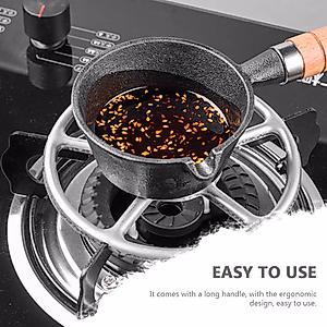 Ipetboom Cast Iron Pot, 1 Pc Butter Warme Iron Oil Heating Pot with Wooden Handle Coating Cookware Melting Pot