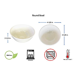Z-Moments Melamine Round Soup Rice Bowls Set, 4-5/8" dia. X 2-1/4" H (10 oz), Off White (24, 4-5/8" dia. X 2-1/4" H (10 oz))