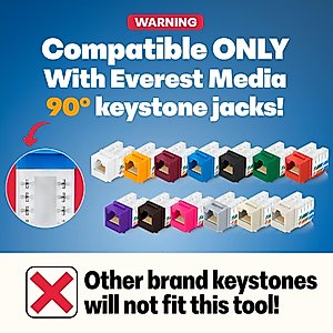 Everest easyJACK - 90° Angled Speed Termination Keystone Tool - Time Saver Network Punch Down Tool - To Be Used ONLY with Everest 90° Angled RJ45 Cat5e, Cat6a and Cat6 Keystone Jacks (B087N7QQD2)