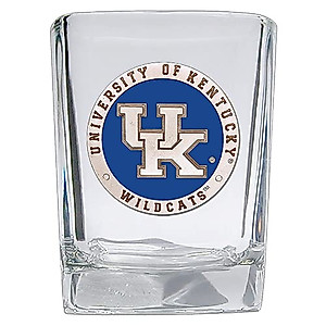 Heritage Pewter University of Kentucky Square Shot Glass | Hand-Sculpted 1.5 Ounce Shot Glass | Intricately Crafted Metal Pewter Alma Mater Inlay