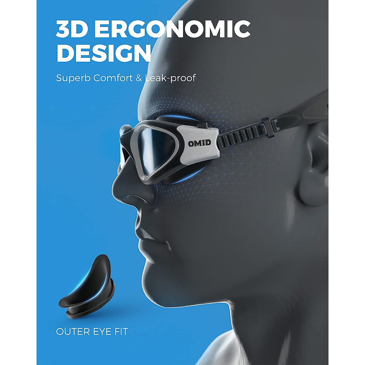 OMID Swim Goggles, P2 Polarized Swimming Goggles for Men Anti-fog Goggles Swimming for Adult Women