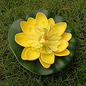 Toyvian 5PCS Artificial Lily Pads for Pond, Artificial Flowers Floating Foam Lotus Flower with Fake Lily Pads for Pool Garden Fish Pond Aquarium Pool Wedding Decor