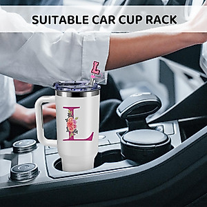 AiHeart 40oz Initial Tumbler,Personalized Gift for Women,Sister,Wife,Best Friend,Monogrammed Gifts for Birthday, Christmas,Custom Tumbler,Cute Tumbler with Straws-L