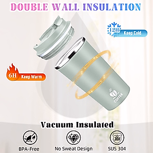 17oz Insulated Travel Coffee Mug with Flip Lid – Leakproof Stainless Steel Insulated Coffee Tumblers, Portable Thermos Cup for Hot & Cold Drinks, Perfect for Camping & On-the-Go