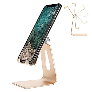 Urmust Adjustable Cell Phone Stand Phone Stand for Desk Cradle, Dock, Holder Compatible with iPhone 14 13 12 11 Pro Max Xs XR 8 X 7 6 6S Plus SE 5 5S 5C(Gold)