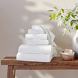 Amazon Aware 100% Organic Cotton Ribbed Bath Towels - 6-Piece Set, Dark Gray