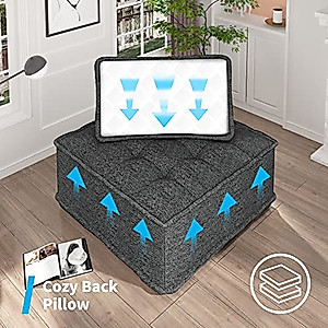 Mjkone Armless Floor Couch 2PCS Free Combination Floor Sofa Chair Comfy Modular Sofa with Removable Back Cushion Variable Sectional Sofa Couches for Living Room Apartment Office Small Space, Dark Grey