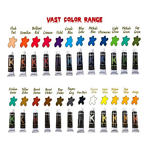 KINREX Acrylic Paint Set - 24 Color Art Set - 12 ml Each - Non Toxic and Vibrant Colors - Best Craft Gift for Adults and Kids