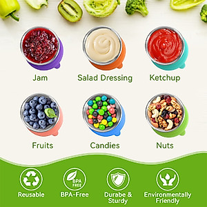 TAOUNOA 12 Pack Salad Dressing Container, 50ml Condiment Containers with Lids Small Stainless Steel Dipping Sauce Cups Reusable Condiment Cups 1.7oz