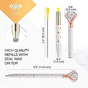 12 Big Diamond Ballpoint Pens Rose Gold – 12 Ink Refills Black & Blue, Fancy Gift Bag for Women Girls Bridesmaid Coworker, Top Cute Office Supplies Cool School Crystal Bling Jewel Writing Pen Bulk Set
