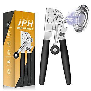 JPH Commercial Can Opener Manual Heavy Duty - Easy to Use with Comfortable Easy Crank Handle - Swing Grip Design, Hand Can Opener, Includes Built in Bottle Opener (Extra Large)