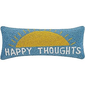 Peking Handicraft 30TG618C20OB Poly Filled Hook Throw Pillow, Wool and Cotton (Happy Thoughts, 20-inch Length)