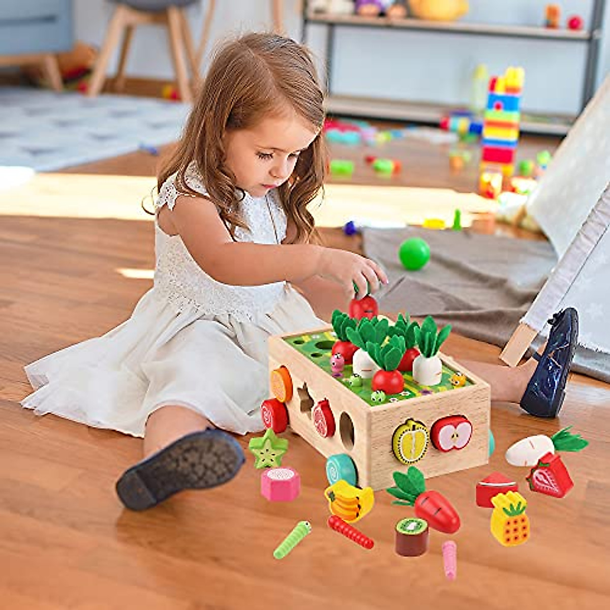 Toddlers Montessori Wooden Educational Toys for Baby Boys Girls Age 2 3 4 Year Old, Shape Sorting Toys Gifts for Kids 2-4, Wood Preschool Learning Fine Motor Skills Game