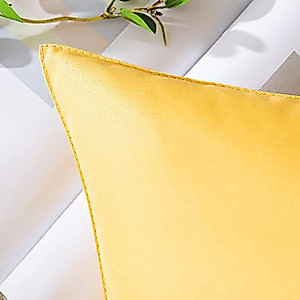 EMEMA Outdoor Waterproof Throw Pillow Covers Water Resistant Garden Chair Decorative Solid Cushion Case for Garden Couch Pet Sofa Home Decoration 12x20 Inches 30x50 cm Yellow, Pack of 2