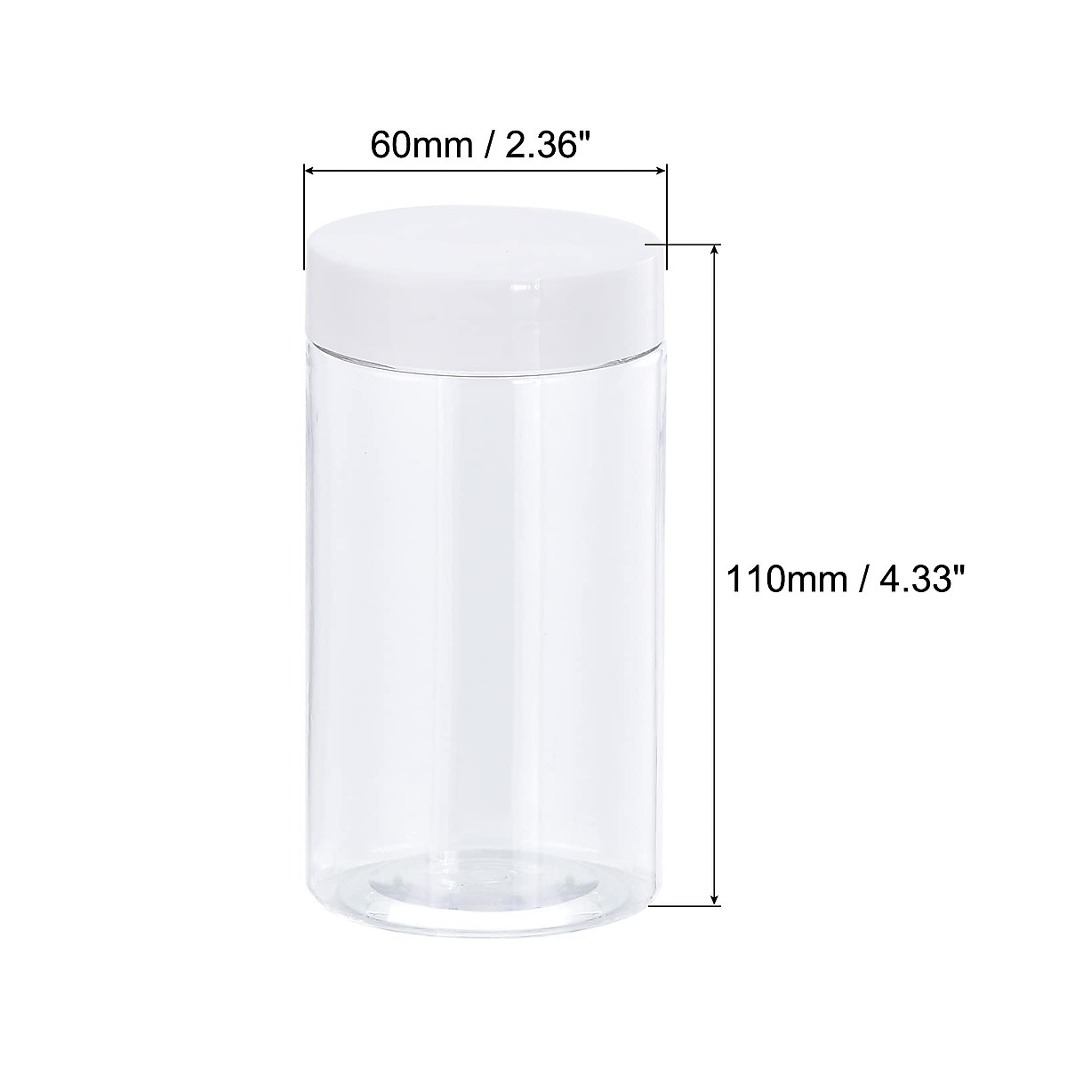 uxcell Round Plastic Jars with White Screw Top Lid, 8oz/ 250ml Wide-mouth Clear Empty Containers for Storage, Organizing, 10Pcs