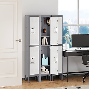 Fesbos Metal Lockers for Employees Steel Storage Locker with 2 Doors for Office School Gym Metal Storage Cabinets for Home, Office, Gym, School