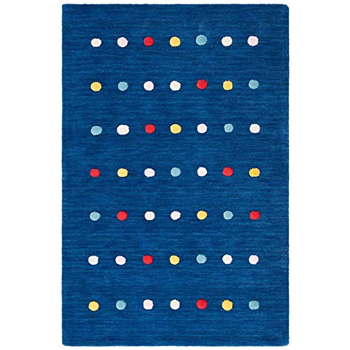 SAFAVIEH Kids Collection 4' x 6' Navy SFK804N Handmade Polka Dot Wool Area Rug