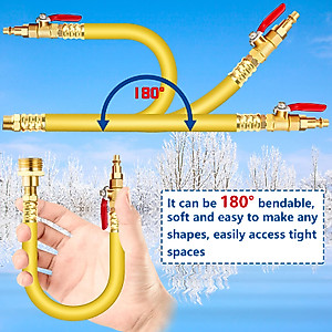 RV Winterizing Kit, 12" RV Winterize Blowout Adapter with Shut Off Valve, Air Compressor Quick Connect Blow Out Fitting Plug, 3/4" Garden Hose Thread for Faucet Boat Camper Travel Trailer, Motorhome