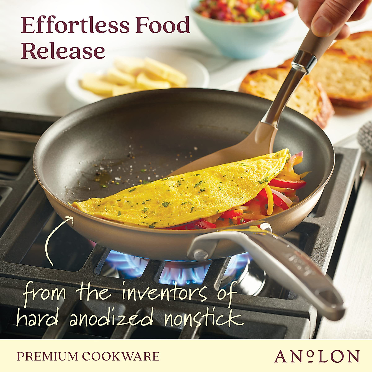 Anolon Ascend Hard Anodized Nonstick Frying Pan/Skillet - Good for All Stovetops (Gas, Glass Top, Electric & Induction), Dishwasher & Oven Safe with Stainless Steel Handle,10 Inch - Bronze