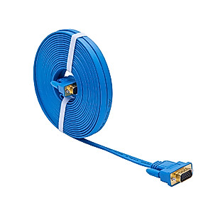 DTech Flat Thin Extra Long VGA Cable 25 ft Male to Male 15 Pin Connector Computer Monitor Cord 1080p HD High Resolution(8 Meter, Blue)