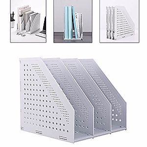 Leven/Deli Collapsible Magazine File Holder/Desk Organizer for Office Organization and Storage with 3 Vertical Compartments