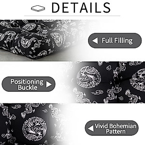 HIGOGOGO Boho Floor Pillow, Dragon Pattern Meditation Pillow Square Seat Cushion Yoga Cushion India Seating Pad for Living Room Bedroom Balcony Garden Party Decoration, Navy, 22x22 Inch