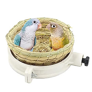 Yu’s north Bird Breeding Nest Bed for Parakeet Cockatiel Canary Lovebird and Small Parrot Cage Hatching Nesting Box (Straw)