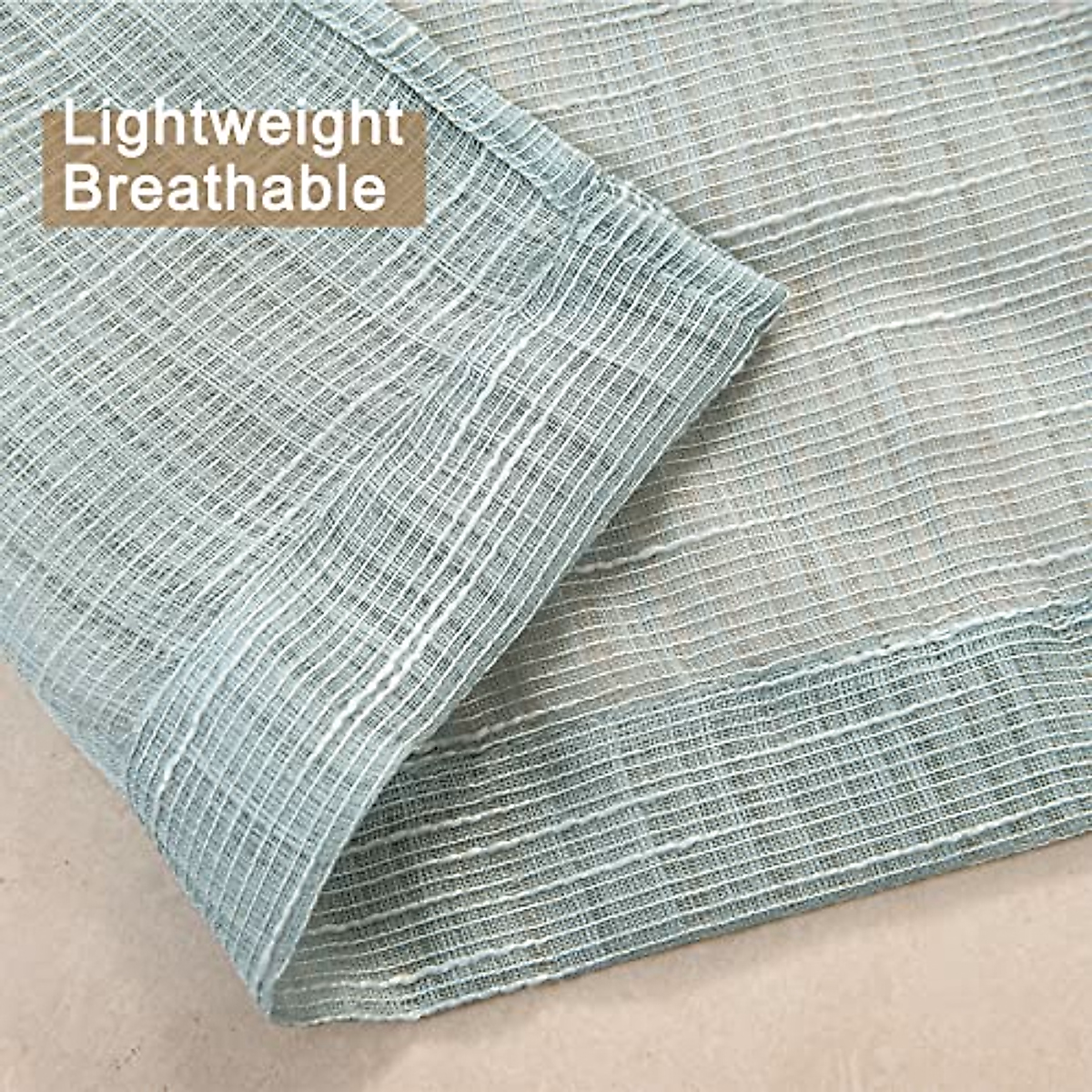 Tony's collection Mint Green Sheer Curtains, Faux Linen Look Semi Voile Backdrop for Dining Room/Kitchen/Small Window(52x63 Inch, Mint, 2 Panels)