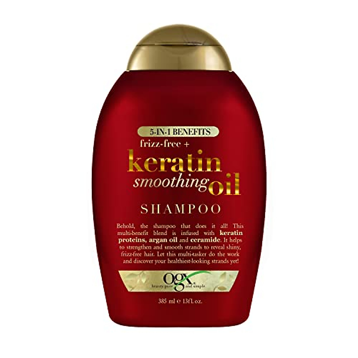 OGX Frizz-Free + Keratin Smoothing Oil Shampoo, 5 in 1, for Frizzy Hair, Shiny Hair