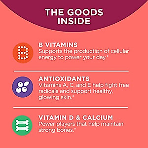 OLLY Women's Multivitamin Gummy, Overall Health and Immune Support, Vitamins A, D, C, E, Biotin, Folic Acid, Adult Chewable Vitamin, Berry, 45 Day Supply - 90 Count (Pack of 1)