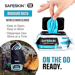 SAFESKIN Nitrile Disposable Gloves in Pack of 50, Medium Duty, Medium Size, Powder Free - Food Handling, First Aid, Cleaning