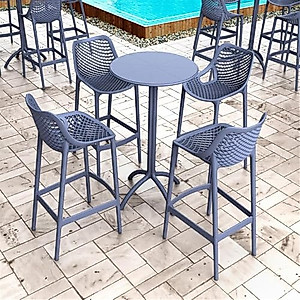 Home Square Patio Bar Stool in Dark Gray Finish - Set of 2