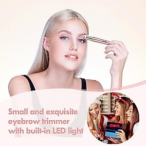 Gurelax Women's Electric Eyebrow Trimmer with Replacement Blades, Precision LED Light, Safe and Instant Painless Hair Remover