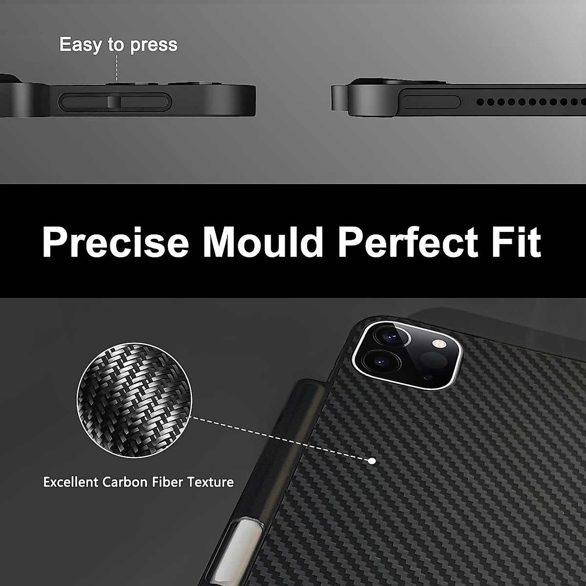 Haflyer Case for 2020/2022 iPad Air 10.9" 4th 5th Gen& 2018/2020/2021/2022 iPad Pro 11" 1st-4th- Magic Keyboard Compatible Case with Pencil Holder (Keyboard Not Included) - Carbon Black