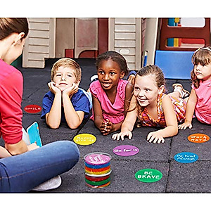 Carpet Markers Classroom Positive Saying Carpet Dots Markers Rug Circle Markers for Classroom Preschool and Kindergarten Teacher, 4 Inch (24)
