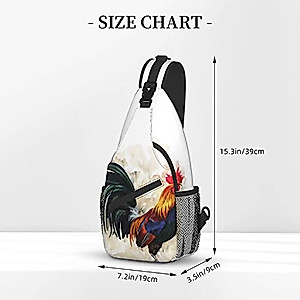 Sling Bag Rustic Rooster Chicken Watercolor Hiking Daypack Crossbody Shoulder Backpack Travel Chest Pack for Men Women