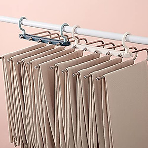 Cabilock 1pc Multifunctional Slip Steel Rack Hanger Jean Pants Open Layer Traceless Non- Blue Multi- Non Belt Household Saving Drying Adjustable for Trousers Ended Clothes Hangers