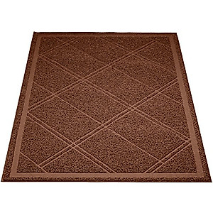 Amazon Basics Less-Mess Cat Litter Box Mat, 24" x 35", Unscented, Brown