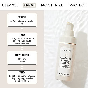 Naturium Glycolic Acid Resurfacing Gel 10%, AHA Exfoliating Gel with Natural Fruit Acids, 3.3 oz