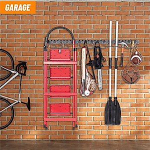 POETISKE Garage Tool Organizer Wall Mount 4PC, Garage Storage Shelving, Heavy Duty Wall Mount, 64" Extendable Racks, Ideal Hooks for Hanging Garden Tool, Mop Shovel Kitchen Yard Storage