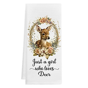 GICHUGI Just a Girl Who Loves Deer Pillow Covers 18x18, Deer Gifts for Girls, Deer Gifts for Deer Lovers, Deer Pillow Covers