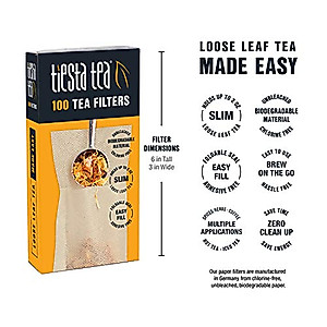 Tiesta Tea - Loose Leaf Tea Filters, 100 Count, Disposable Tea Infuser, 100% Natural Unbleached Paper, Steeps Hot Tea, Iced Tea & Coffee, Eco-Friendly, Single Serve Filter for one Cup, Empty Tea Bags