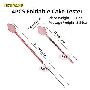 4 Pcs Cake Tester - Foldable Cake Testers for Baking Doneness Stainless Steel Stick Needle for Chiffon Cakes Baking Tools