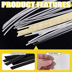 Mardatt 75Pcs 13" Plastic Welding Rods Assorted Set with Stainless Steel Mesh, 8 Types PP PU ABS PE TPO PA PC Plastic Welder Repair Rods Welding Strips for Auto Car Bumpers Kayak Repairs