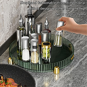 WJWSKI Lazy Susan Organizer,360 Degree Rotating Clear Lazy Susan Turntable for Cabinet with 4 Gold Non-Slip Base,11 Inch Spice Rack Organizer for Kitchen, Pantry, Cabinet, Table,Keeps Everything Neat