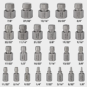 THINKWORK Upgraded Screw Extractor Set, 25-Piece 3/8" Inch Drive Easy Out Bolt Extractor Set, Multi-Spline, for Removing Broken Studs, Bolts, Screws