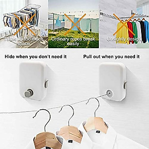 Retractable Clothesline Indoor Outdoor | Clothes Line 14ft | 304 Stainless Steel Clothesline Heavy Duty 55LBs Weight Capacity | Wall Mounted Clothes Drying Laundry Line, Lock to Prevent Sagging