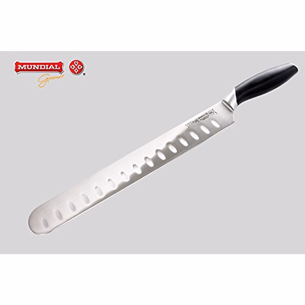 Mundial Titan 3427-11GE 11" Hollow Granton Edge Slicing Knife, Black Handle with Plastic Protective Sheath