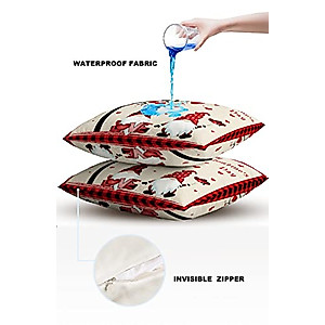 Vandarllin Outdoor Throw Pillows Covers 18X18 Set of 2 Waterproof Happy Valentine's Day Decorative Zippered Lumbar Cushion Covers for Patio Furniture, Gnomes Love Heart Tree