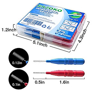 Interdental Brush, Flossing Head,Easy Use Tooth Cleaning Tool (72 Count)(2.5mm/3mm)